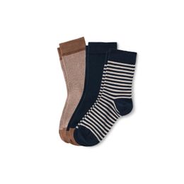 Tchibo - 3 Paar Socken - Damen - Gr. 35-38 - dunkelblau/gestreift