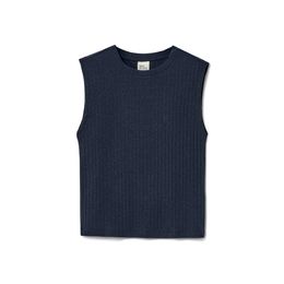 Nah/Studio Geripptes Shirt - Baumwoll-Hanf-Mix - Gr. M - dunkelblau