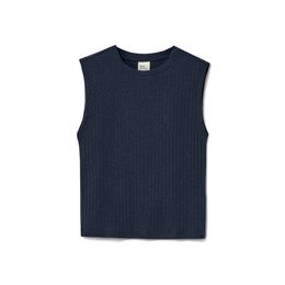 Nah/Studio Geripptes Shirt - Baumwoll-Hanf-Mix - Gr. L - dunkelblau