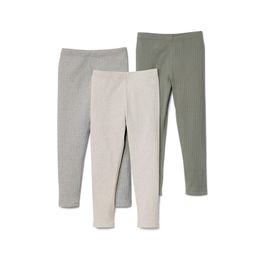 Tchibo - 3 Rippleggings - Gr. 86/92 - creme