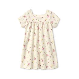 Tchibo - Jerseykleid aus Bio-Baumwolle - Mädchen - Gr. 98/104 - weiß/geblümt
