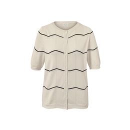 Feinstrick-Cardigan mit Ajour-Muster - Damen - Gr. M - dunkelblau/gestreift