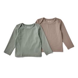 Tchibo - 2 Baby-Langarmshirts mit Rippstruktur - Baby - Gr. 62/68 - hellbraun