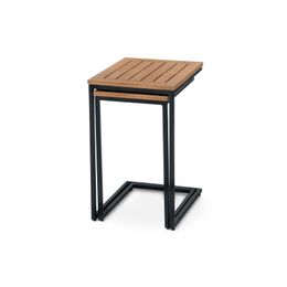 Tchibo - 2 Beistelltische - 40x50x66cm - schwarz - Stahl / Eukalyptusholz / Kunststoff