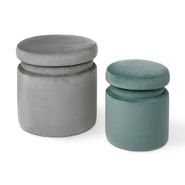 Tchibo - 2 Samtpoufs mit Stauraum - grau