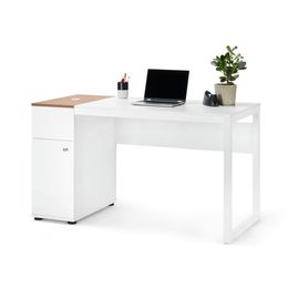 Tchibo - Schreibtisch mit Stauraum - 130,5x60,5x73,5cm - braun - Holz / Buchenholz / Metall