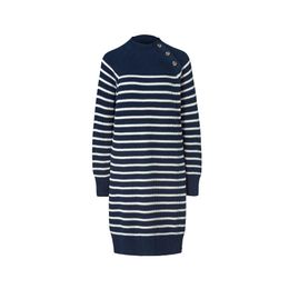 Tchibo - Gestreiftes Strickkleid mit Knopfdetail - Damen - Gr. L - dunkelblau/gestreift