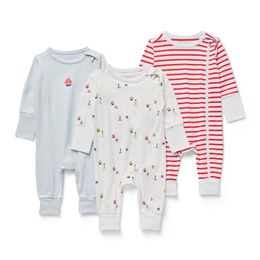 Tchibo - 3 Baby-Pyjamas - Baby - Gr. 50/56 - hellblau/print