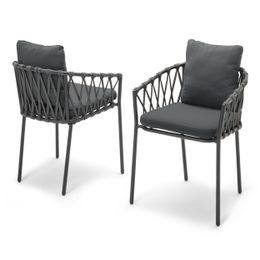 Tchibo - 2 Dining-Sessel mit Textilgeflecht - 55x62x71,5cm - schwarz - Stahl / Polyester / Polypropylen