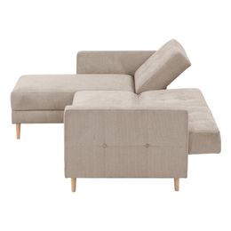 Tchibo - Federkern-Eckschlafsofa »Just More« mit Stauraumbank - 222x144x92cm - Polyester / Leder / Buchenholz