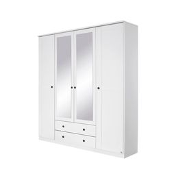 Rauch Kleiderschrank »Rosenheim« - 181x56x212cm - weiß - Holz / Glas / Metall