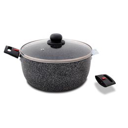 Berger Aluminium Kochtopf Stone Rock mit Glasdeckel induktionsgeeignet 20 cm 2,7 Liter - Camping-T&ouml;pfe