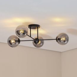Euluna Deckenlampe Glassy, 4-flg. gekreuzt schwarz/grafit