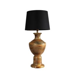 Tischleuchte Alma, schwarz/braun, Höhe 69 cm, Holz/Stoff