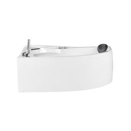 Beliani Eckbadewannen NEIVA in Weiß/Schwarz/Silber - (W) 100 x (H) 80 x (L) 150 cm | Gr.: onesize