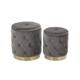 Beliani 2er-Set Pouf PUEBLO in Grau/Gold | Gr.: onesize