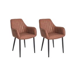 Beliani 2er-Set Esszimmerstuhl WELLSTON in Braun/Schwarz | Gr.: onesize