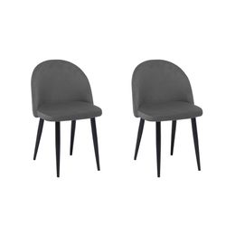 Beliani 2er-Set Esszimmerstuhl VISALIA in Grau/Schwarz | Gr.: onesize