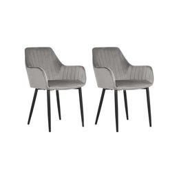 Beliani 2er-Set Esszimmerstuhl WELLSTON in Grau/Schwarz | Gr.: onesize