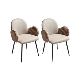 Beliani 2er-Set Esszimmerstuhl AMITY in Beige/Schwarz/Braun | Gr.: onesize
