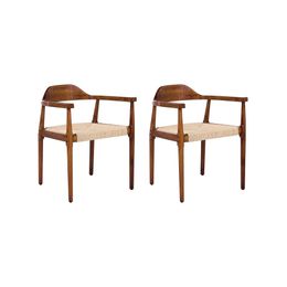 Beliani 2er-Set Esszimmerstuhl OAKDALE in Braun/Beige | Gr.: onesize