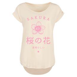 F4NT4STIC Long Cut T-Shirt Sakura Flower Japan in Whitesand | Gr.: M