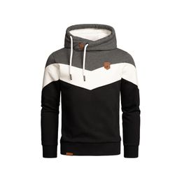 Amaci&Sons Amaci&Sons Kapuzenpullover BOISE in Anthrazit/Wei&szlig;/Schwarz | Gr.: L