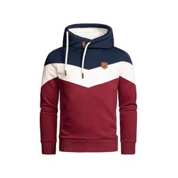 Amaci&Sons Amaci&Sons Kapuzenpullover BOISE in Navyblau/Wei&szlig;/Bordeaux | Gr.: L