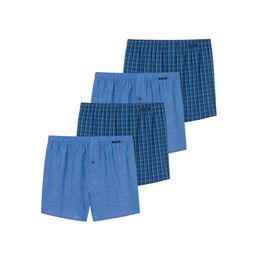 Schiesser Web-Boxershorts 4er Pack in Blau | Gr.: S