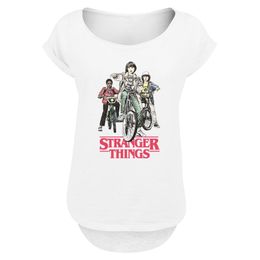 F4NT4STIC Long Cut T-Shirt Stranger Things Retro Bikers Netflix TV Series in weiß | Gr.: S