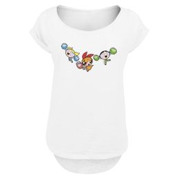 F4NT4STIC Long Cut T-Shirt Powerpuff Girls Cheerleaders in wei&szlig; | Gr.: S