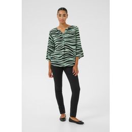 Kaffe Kurzarm-Bluse KAlea Regular fit in Green/Black Animal | Gr.: 38