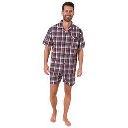 Normann Schlafanzug Shorty Pyjama kurzarm gewebt zum Kn&ouml;pfen - 80017 in rot | Gr.: 58