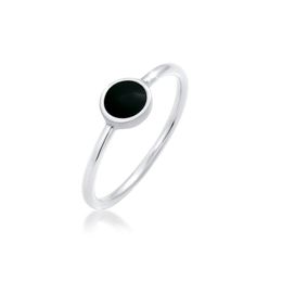 Elli Ring 925 Sterling Silber Geo, Kreis in Schwarz | Gr.: 52