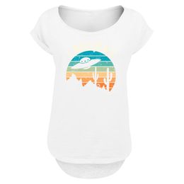 F4NT4STIC Long Cut T-Shirt I Believe UFO Alien Sonnenuntergang in wei&szlig; | Gr.: S