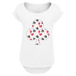 F4NT4STIC Long Cut T-Shirt Kartenspiel Kreuz Herz Karo Pik Poker in wei&szlig; | Gr.: S