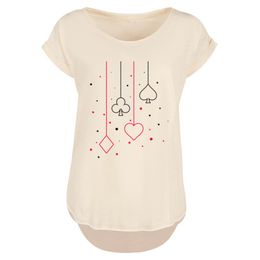F4NT4STIC Long Cut T-Shirt Kreuz Pik Herz Karo Poker Kartenspiel in Whitesand | Gr.: S