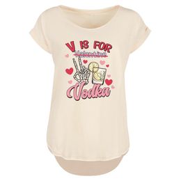 F4NT4STIC Long Cut T-Shirt Anti Valentinstag V is for Vodka in Whitesand | Gr.: M