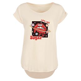 F4NT4STIC Long Cut T-Shirt Lips like sugar retro fashion Valentinstag in Whitesand | Gr.: S