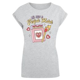 F4NT4STIC Extended Shoulder T-Shirt We Are A Perfect Match Love in grau meliert | Gr.: M