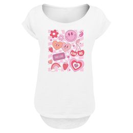 F4NT4STIC Long Cut T-Shirt Retro Valentinstag Herz Rainbow Fruits in wei&szlig; | Gr.: S