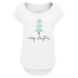 F4NT4STIC Long Cut T-Shirt Merry Christmas Weihnachten in wei&szlig; | Gr.: S