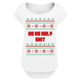 F4NT4STIC Long Cut T-Shirt Ho Ho Holy in wei&szlig; | Gr.: S
