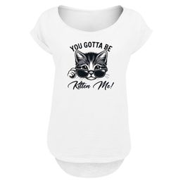 F4NT4STIC Long Cut T-Shirt Kätzchen You Gotta Be Kitten Me! in weiß | Gr.: S