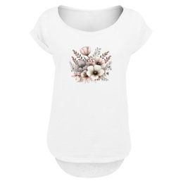 F4NT4STIC Long Cut T-Shirt Blumenstrau&szlig; Boho in wei&szlig; | Gr.: S