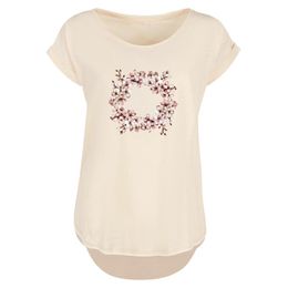 F4NT4STIC Long Cut T-Shirt Rosa Frühlings Blumenkranz Dekor in Whitesand | Gr.: XL