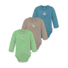 Normani Outdoor Sports 3er Pack Baby Merino Langarmbody Tuai in Blau/Beige/Gr&uuml;n | Gr.: 92