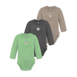 Normani Outdoor Sports 3er Pack Baby Merino Langarmbody Tuai in Beige/Anthrazit/Gr&uuml;n | Gr.: 74