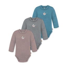 Normani Outdoor Sports 3er Pack Baby Merino Langarmbody Tuai in Blau/Grau/Rosa | Gr.: 56