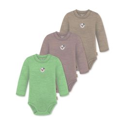 Normani Outdoor Sports 3er Pack Baby Merino Langarmbody Tuai in Beige/Rosa/Gr&uuml;n | Gr.: 56